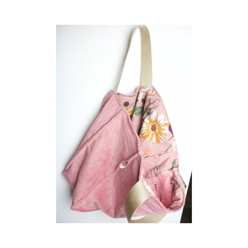 Kit sac cabas velours rose